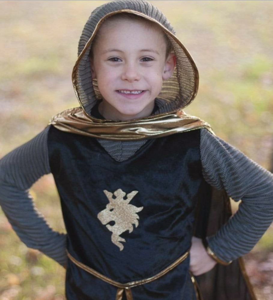 Knight Set With Tunic, Cape And Crown (Gold) - The Toy Box